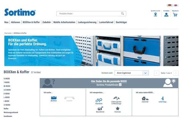 Sortimo Produktfinder im neuen Online-Shop - Si